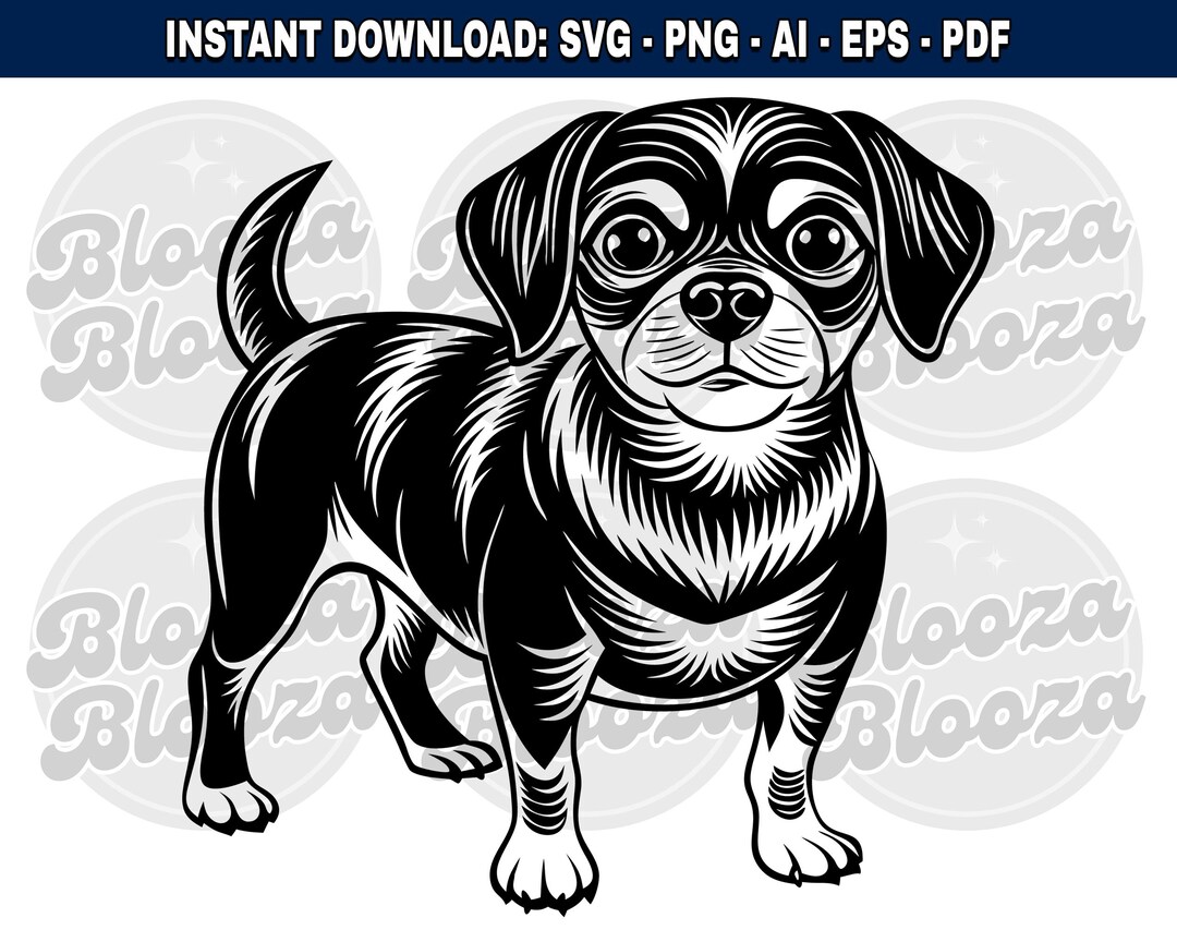 Puggle Dog Black Instant Clipart Download Design SVG PNG EPS Pdf - Etsy