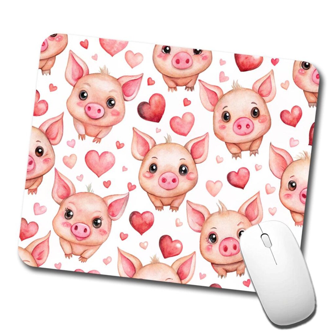 Cute Pigs Hearts Watercolor Low Profile Mouse Pad Mat - Etsy