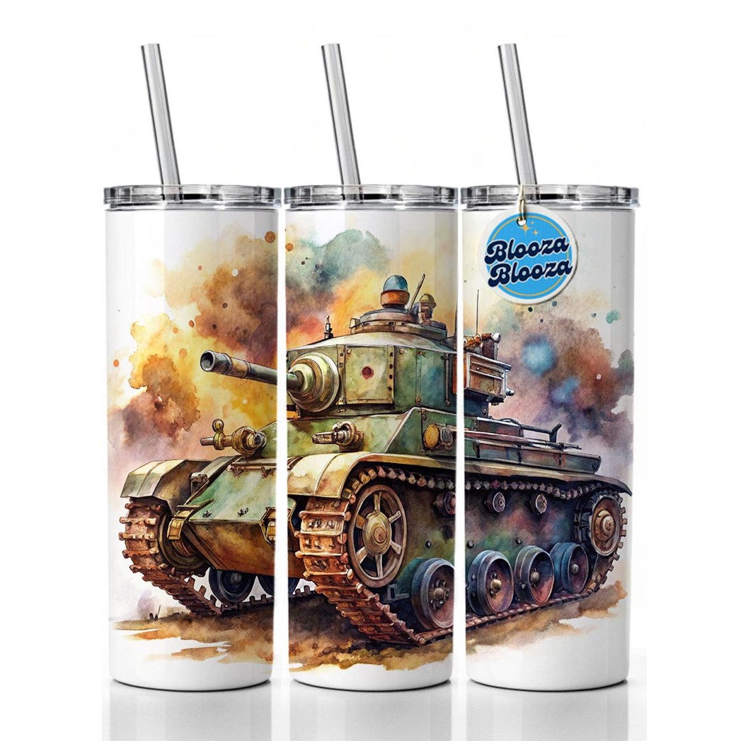 Steampunk Tank Fantasy Sci-fi Watercolor Skinny Tumbler 20oz With Straw ...
