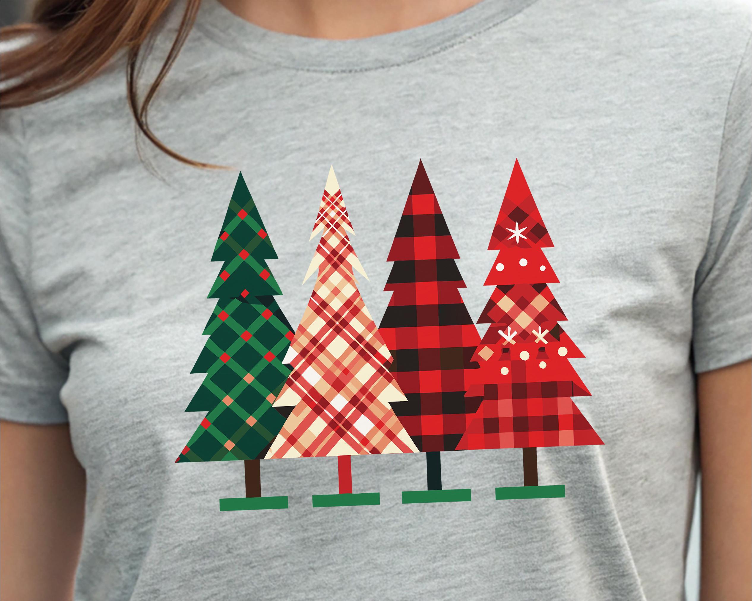 Four Plaid Christmas Trees Instant Clipart Download Design SVG PNG EPS ...