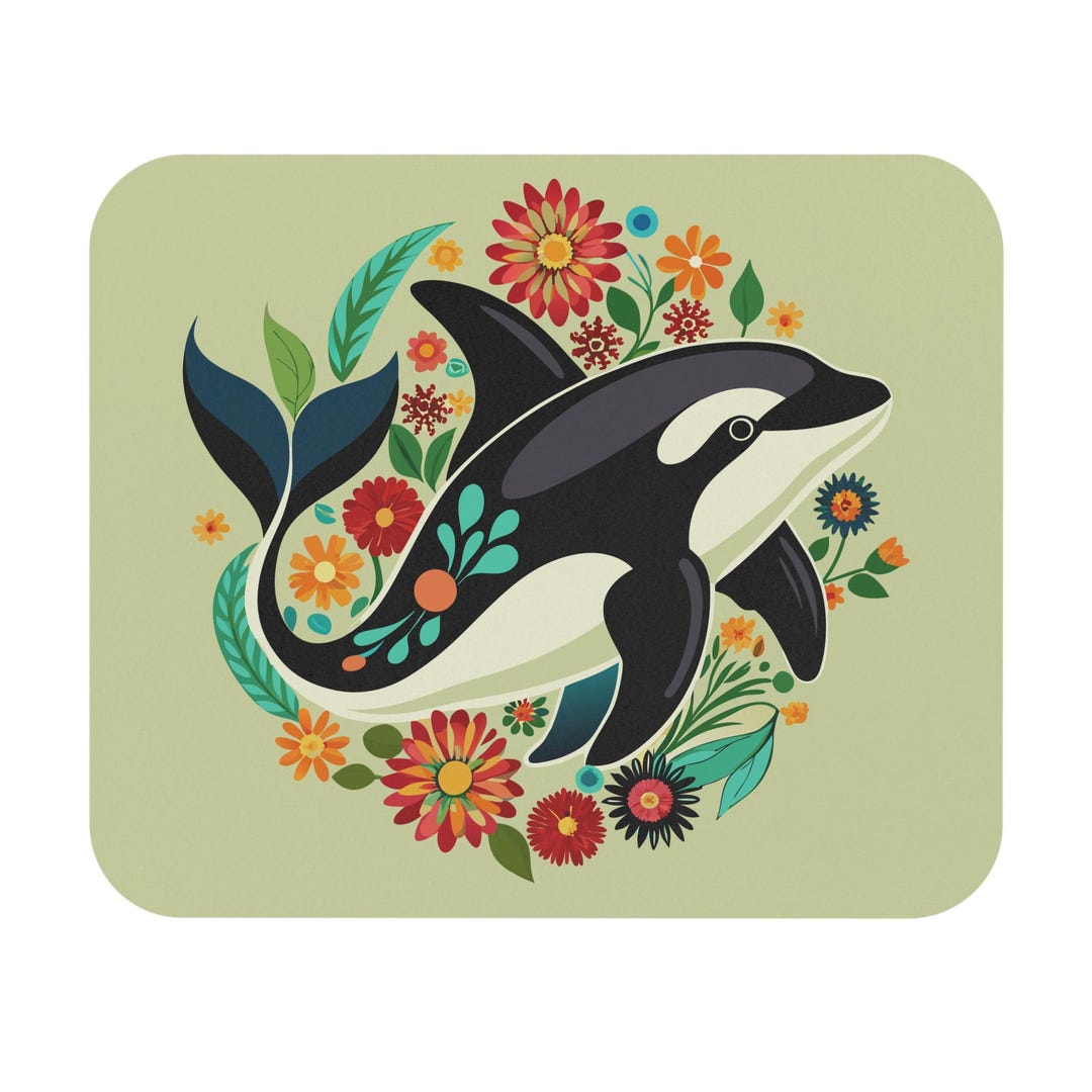 Orca Whale Floral Flowers Mouse Pad - Etsy