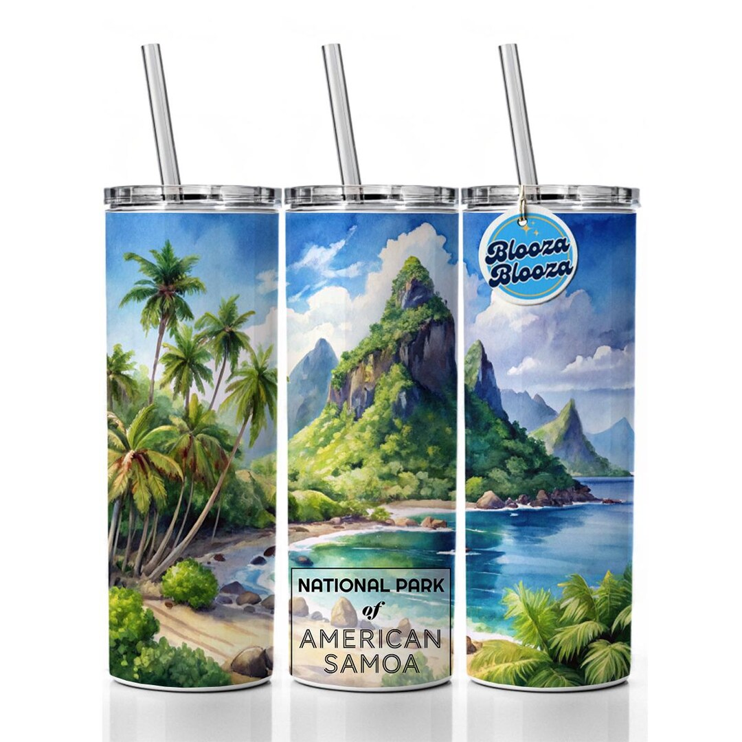 American Samoa National Park Watercolor Skinny Tumbler 20oz With Straw ...