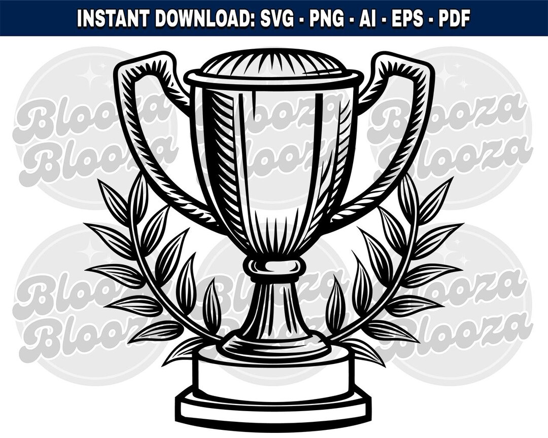 Award Trophy Cup 1st 2nd 3rd Place Blank Black Instant Clipart Download ...