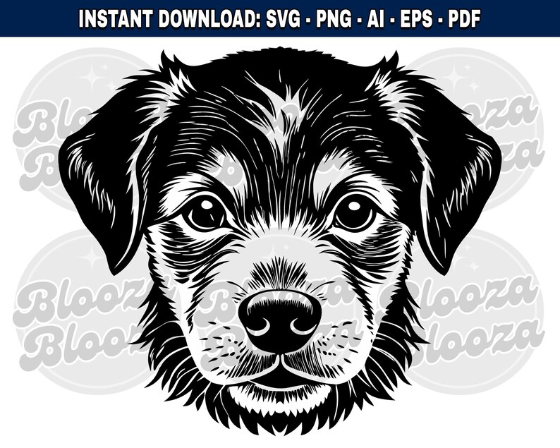 Puppy Dog Face Drawing Black Instant Clipart Download Design SVG PNG ...