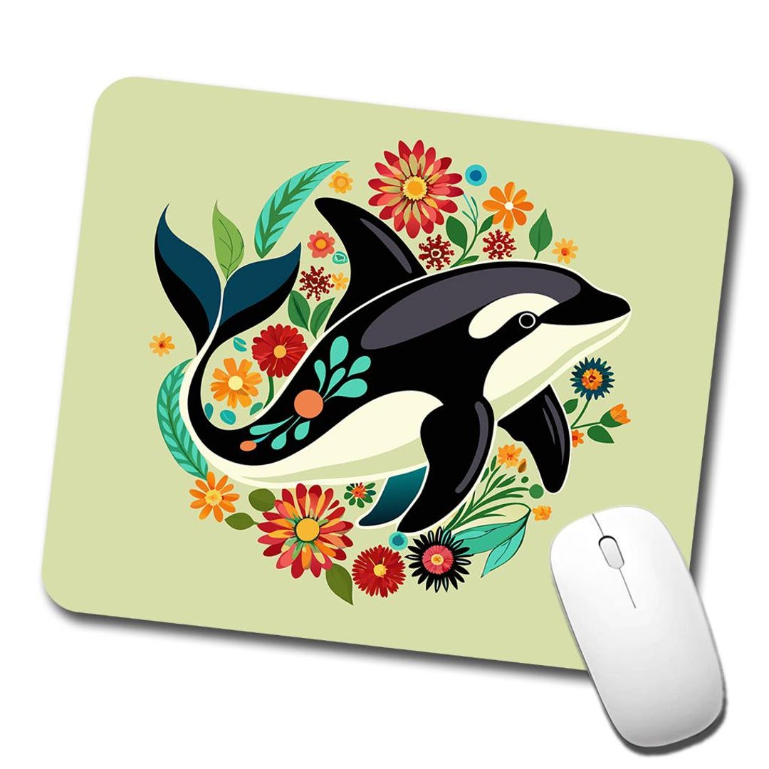 Orca Whale Floral Flowers Low Profile Mouse Pad Mat - Etsy