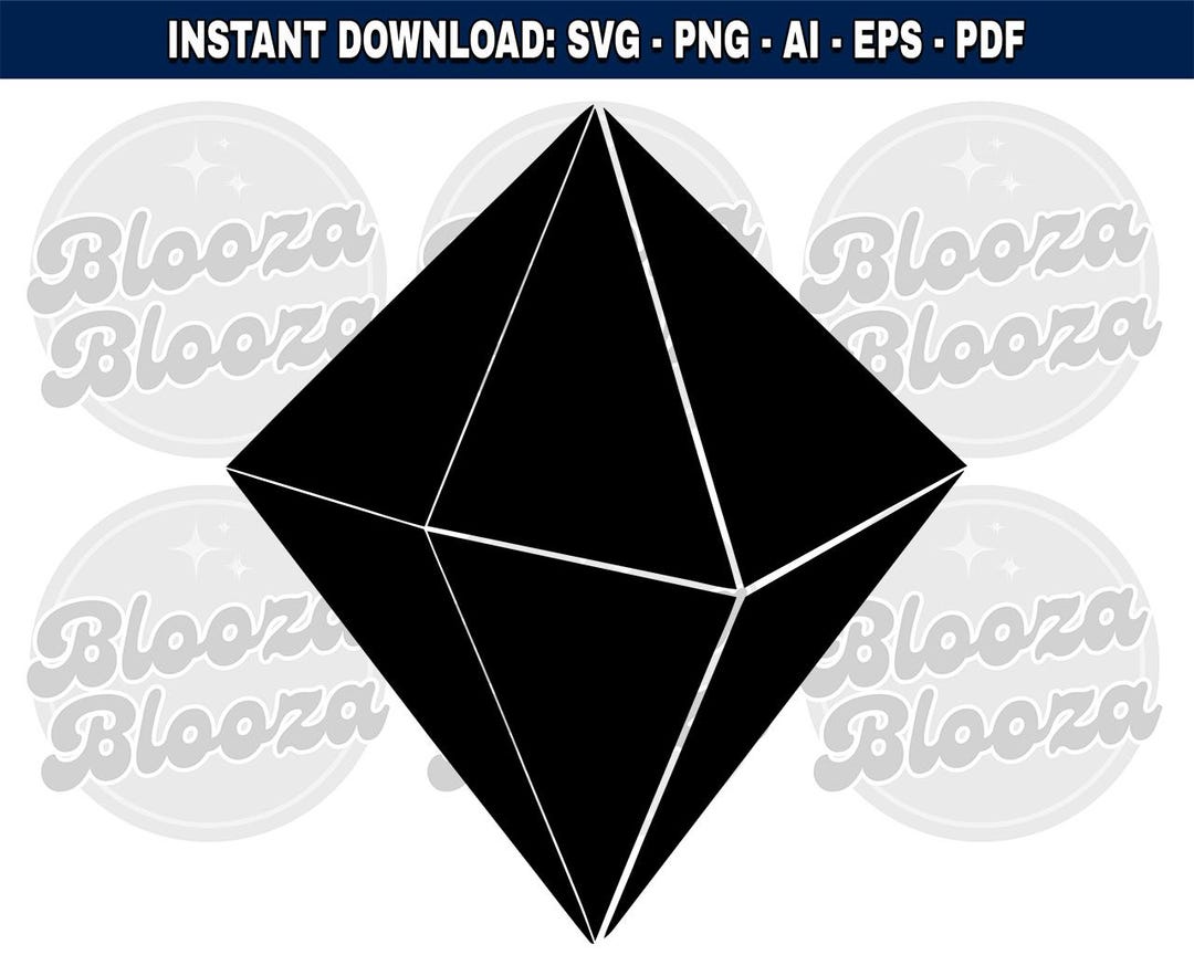 Prism Gem Diamond Jewel Black Instant Clipart Download Design SVG PNG ...
