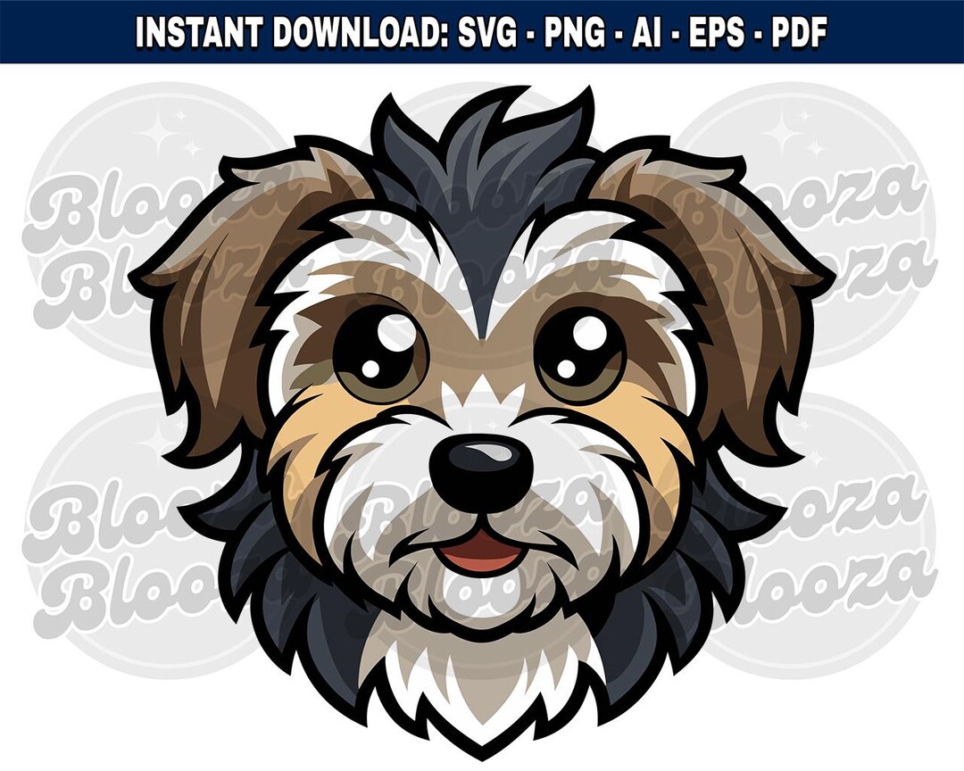 Havanese Dog Head Lovable Instant Clipart Download Design SVG PNG EPS ...