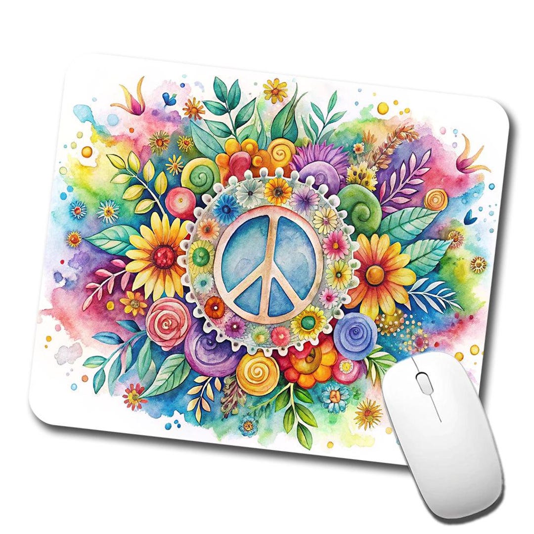 Hippie Peace Symbol Watercolor Low Profile Mouse Pad Mat - Etsy