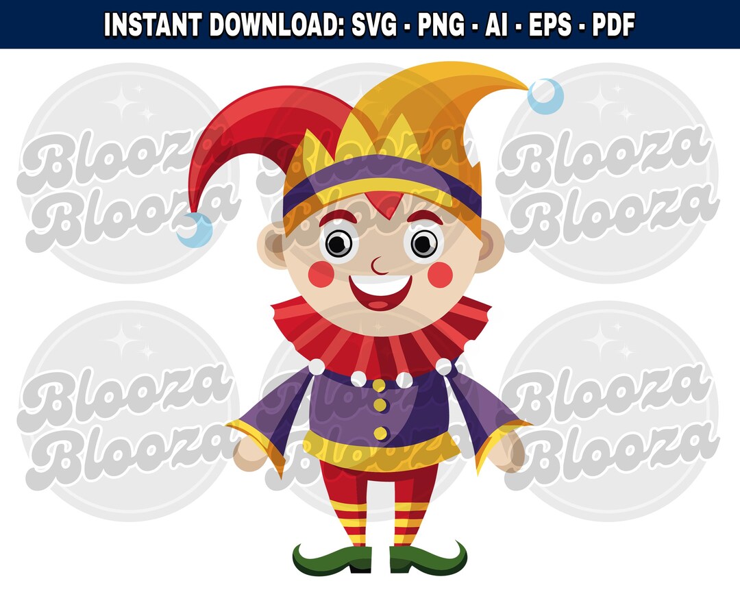 Court Jester Smiling Color Instant Clipart Download Design SVG PNG EPS ...