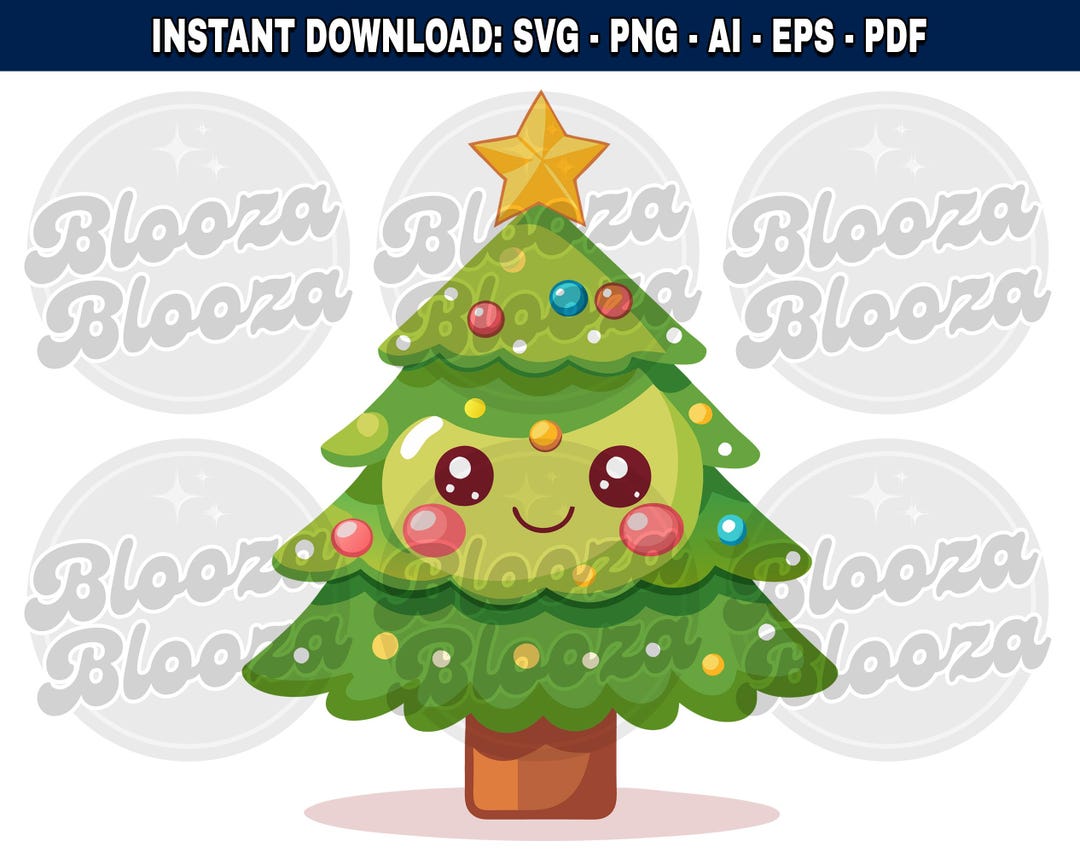 Christmas Tree Chibi Cute Instant Clipart Download Design SVG PNG EPS ...