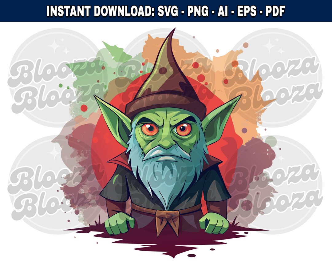 Evil Gnome Watercolor Instant Clipart Download Design SVG PNG EPS Pdf ...