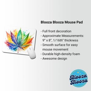 Marijuana Leaf Rainbow Watercolor Low Profile Mouse Pad Mat - Etsy