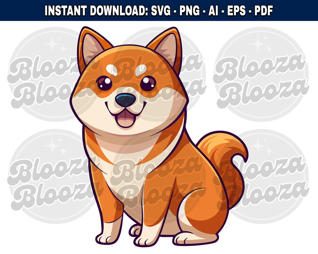 Shiba Inu Dog Sitting Cute Color Instant Clipart Download Design SVG ...
