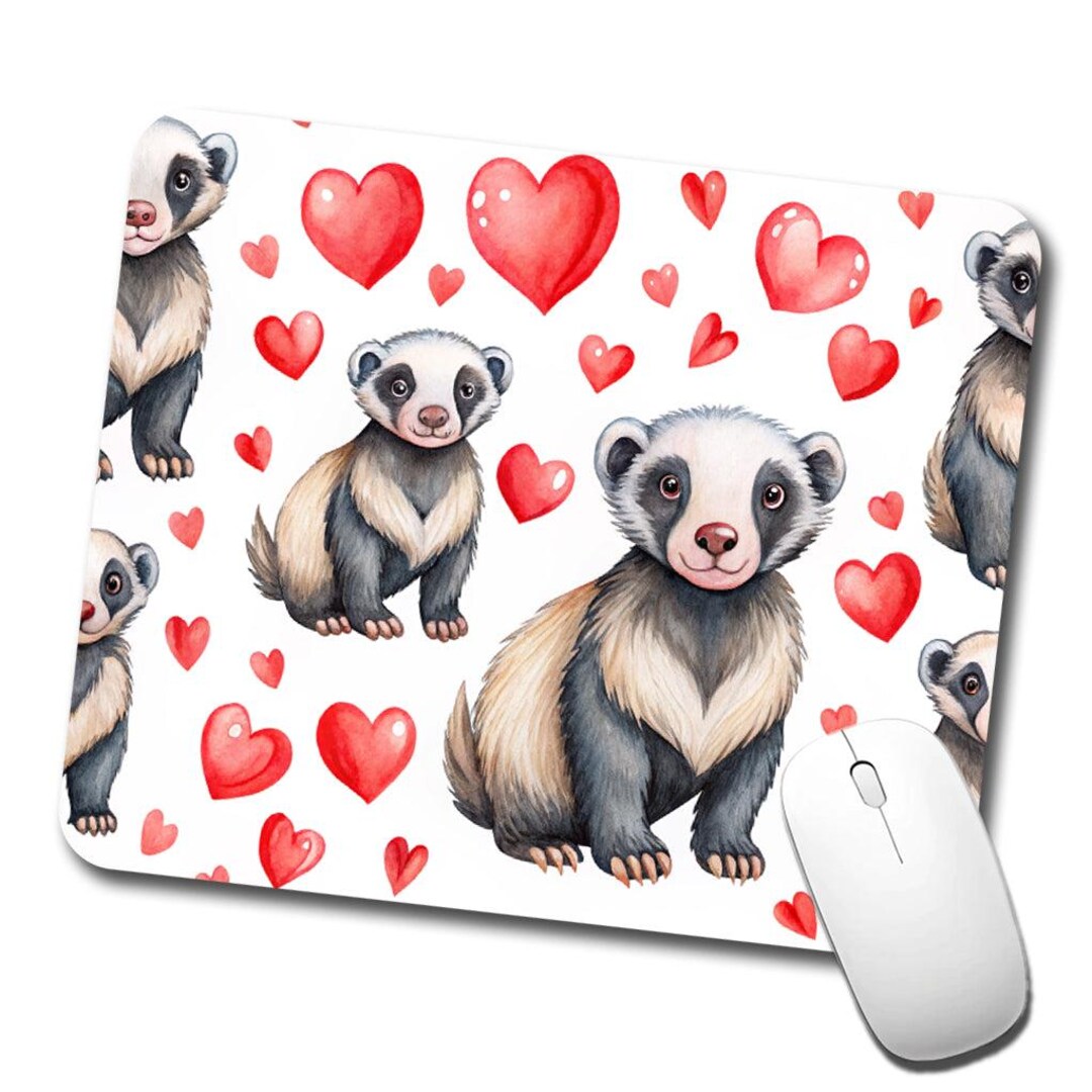 Cute Honey Badger Hearts Watercolor Low Profile Mouse Pad Mat - Etsy