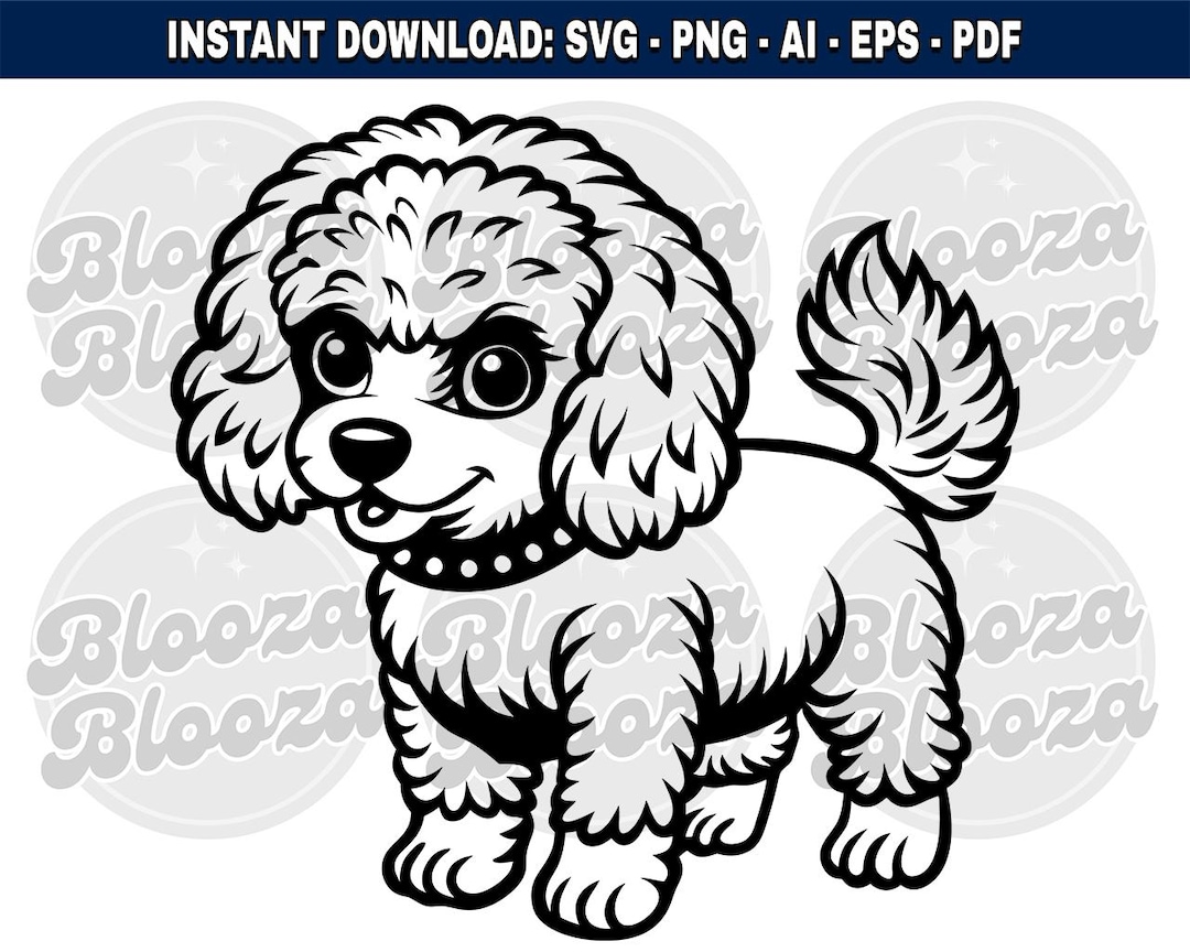 Chibi Poodle Dog Darling Black Instant Clipart Download Design SVG PNG ...