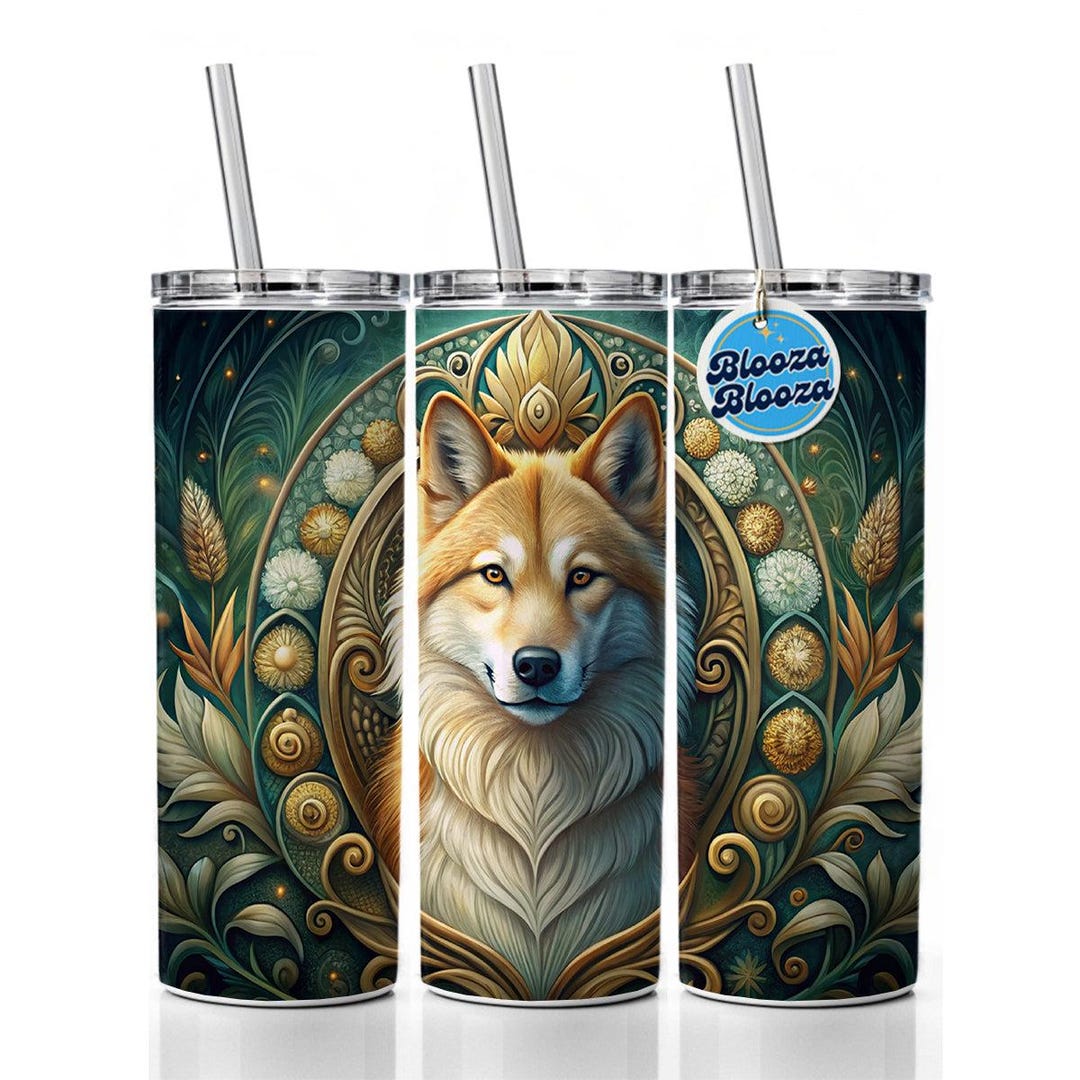 Icelandic Sheepdog Dog Art Nouveau Skinny Tumbler 20oz With Straw ...