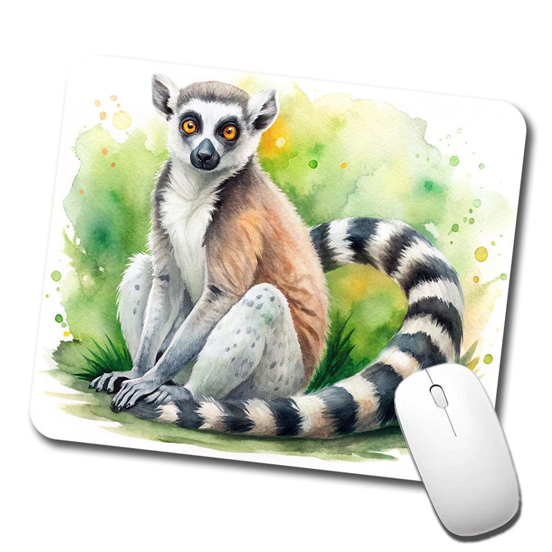 Ring-tailed Lemur Watercolor Low Profile Mouse Pad Mat - Etsy