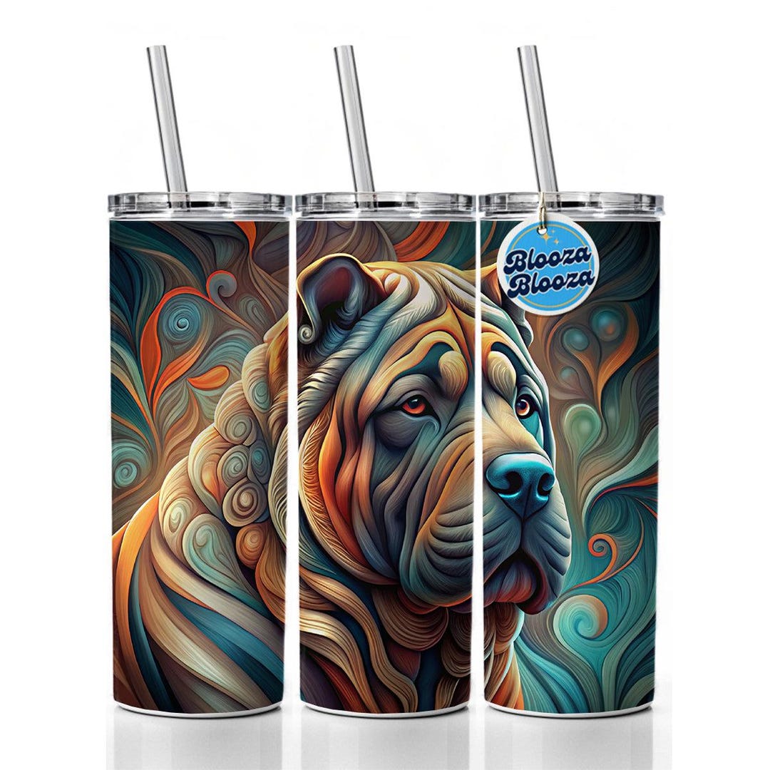 Shar Pei Dog Abstract Stylized Art Skinny Tumbler 20oz With Straw ...