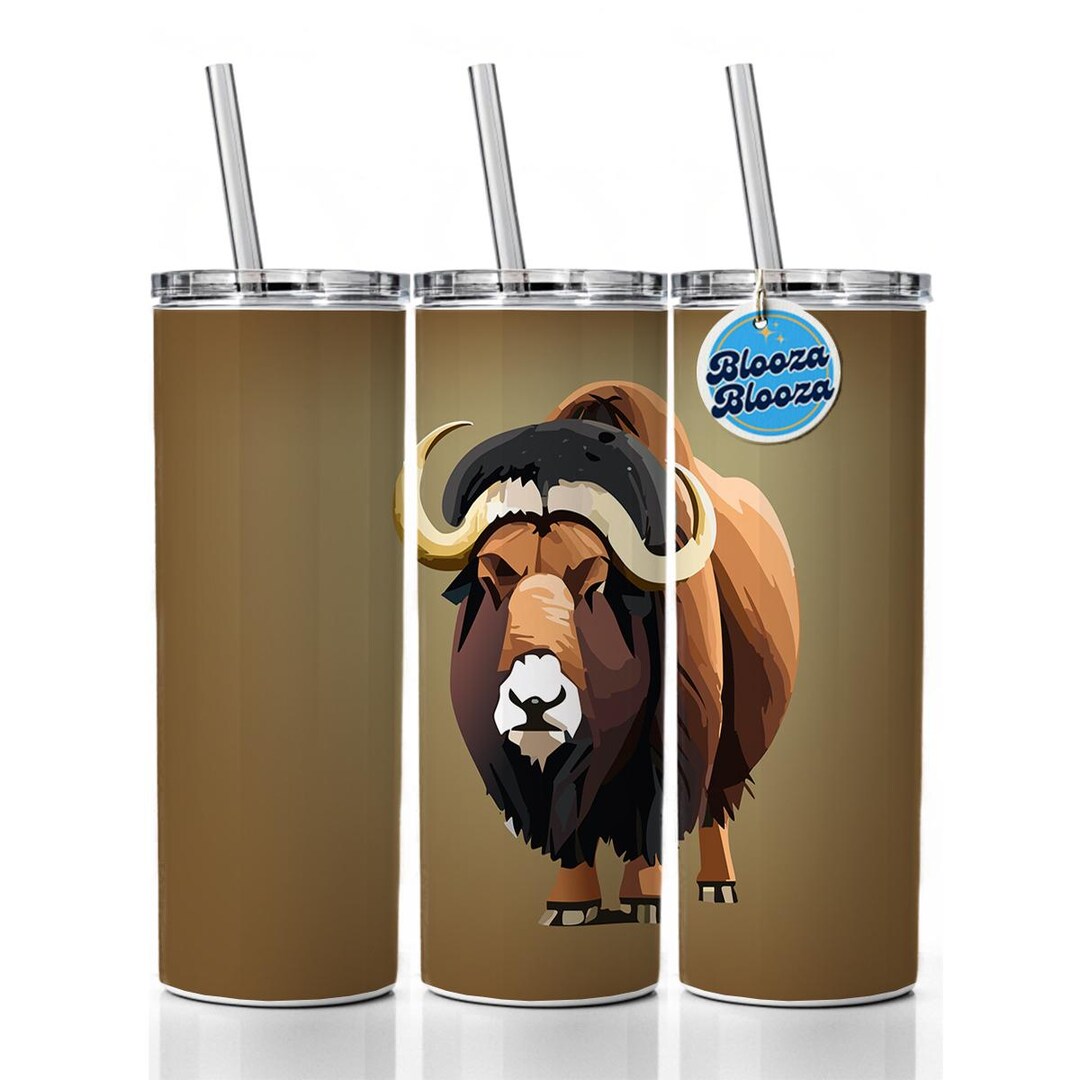 Muskox Musk Ox Shaggy Arctic Animal Skinny Tumbler 20oz With Straw ...