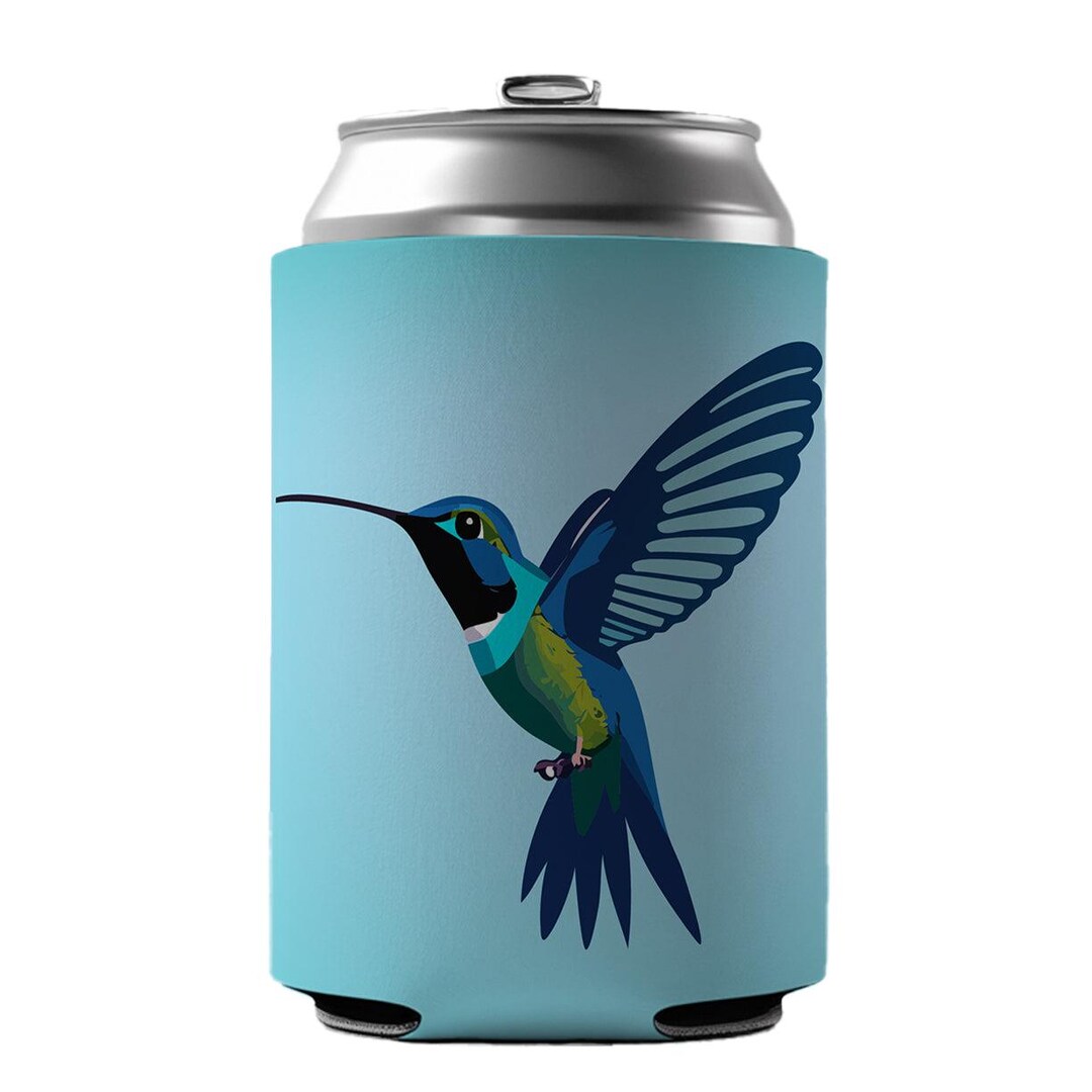 Hummingbird Blue Can Cooler Beer Soda Drink Insulated Holder Sleeve ...