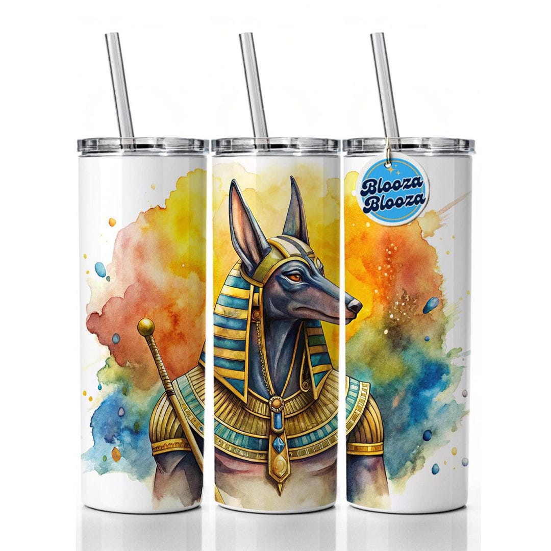 Ancient Egyptian God Anubis Watercolor Skinny Tumbler 20oz With Straw ...