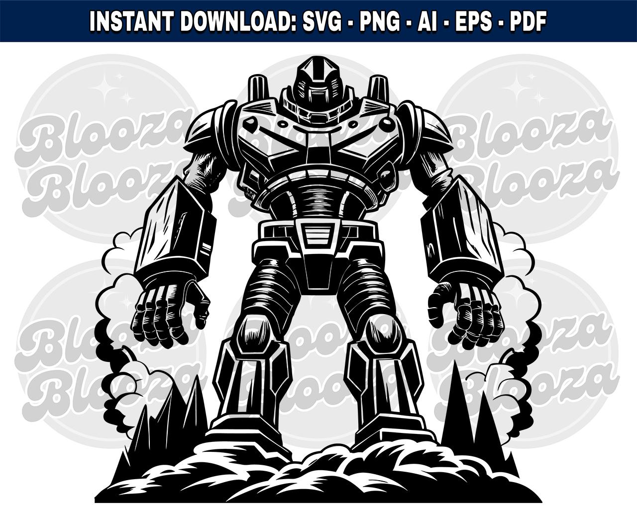 Giant Robot Mech Suit Black Instant Clipart Download Design SVG PNG EPS ...