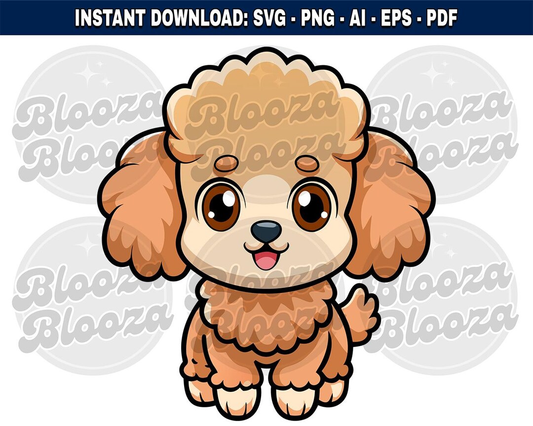 Chibi Poodle Dog Adorable Instant Clipart Download Design SVG PNG EPS ...