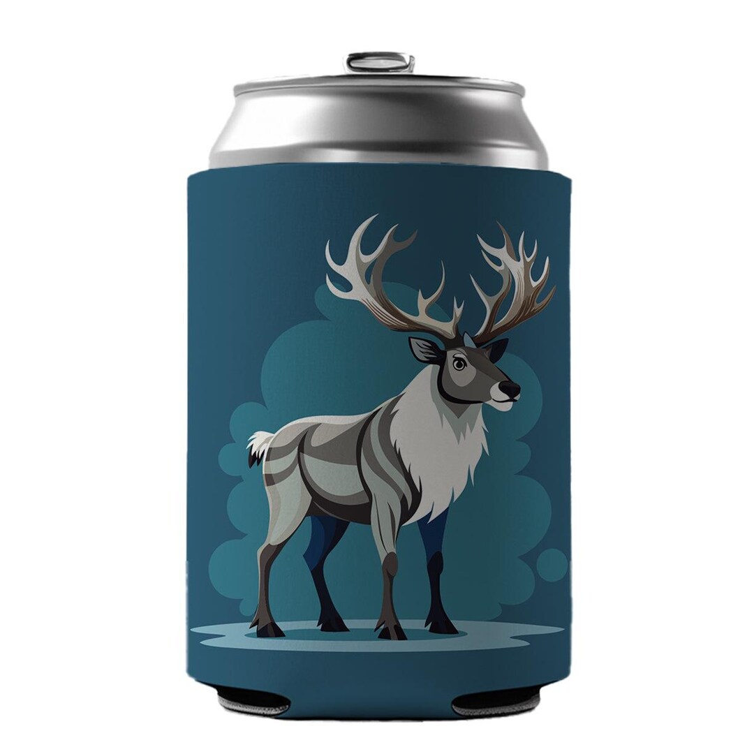 Caribou Reindeer Can Cooler Beer Soda Drink Insulated Holder Sleeve ...