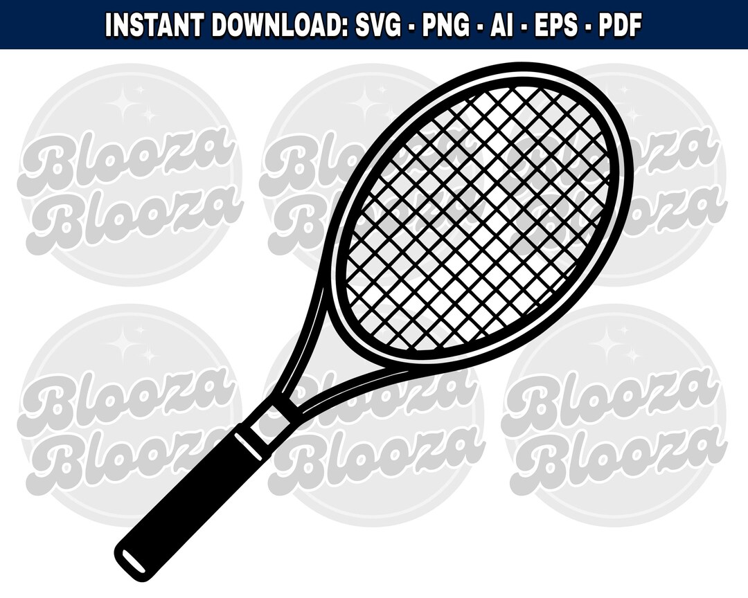 Tennis Racquet Racket Basic Black Instant Clipart Download Design SVG ...