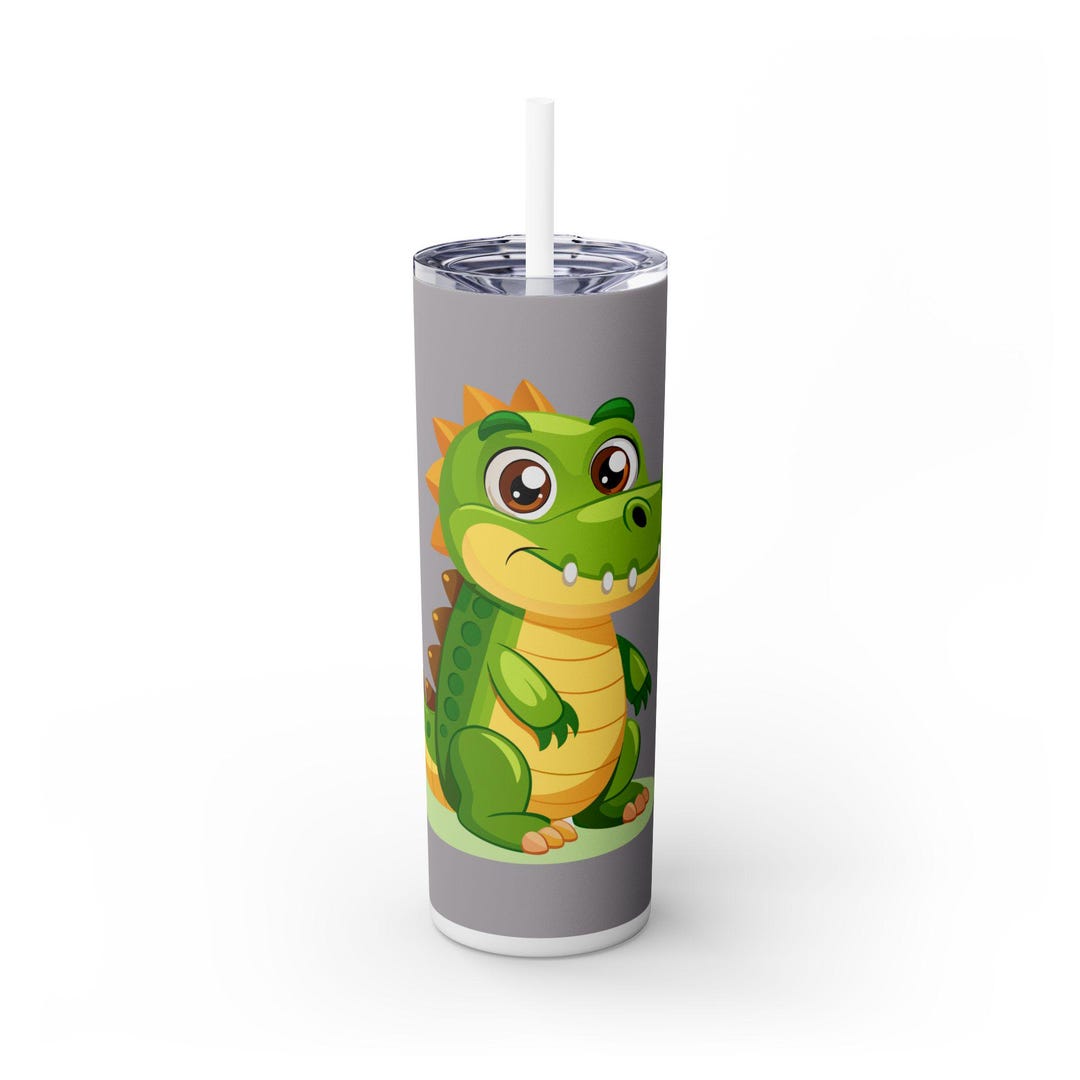 Crocodile Alligator Cute Skinny Tumbler 20oz With Straw Insulated Water ...