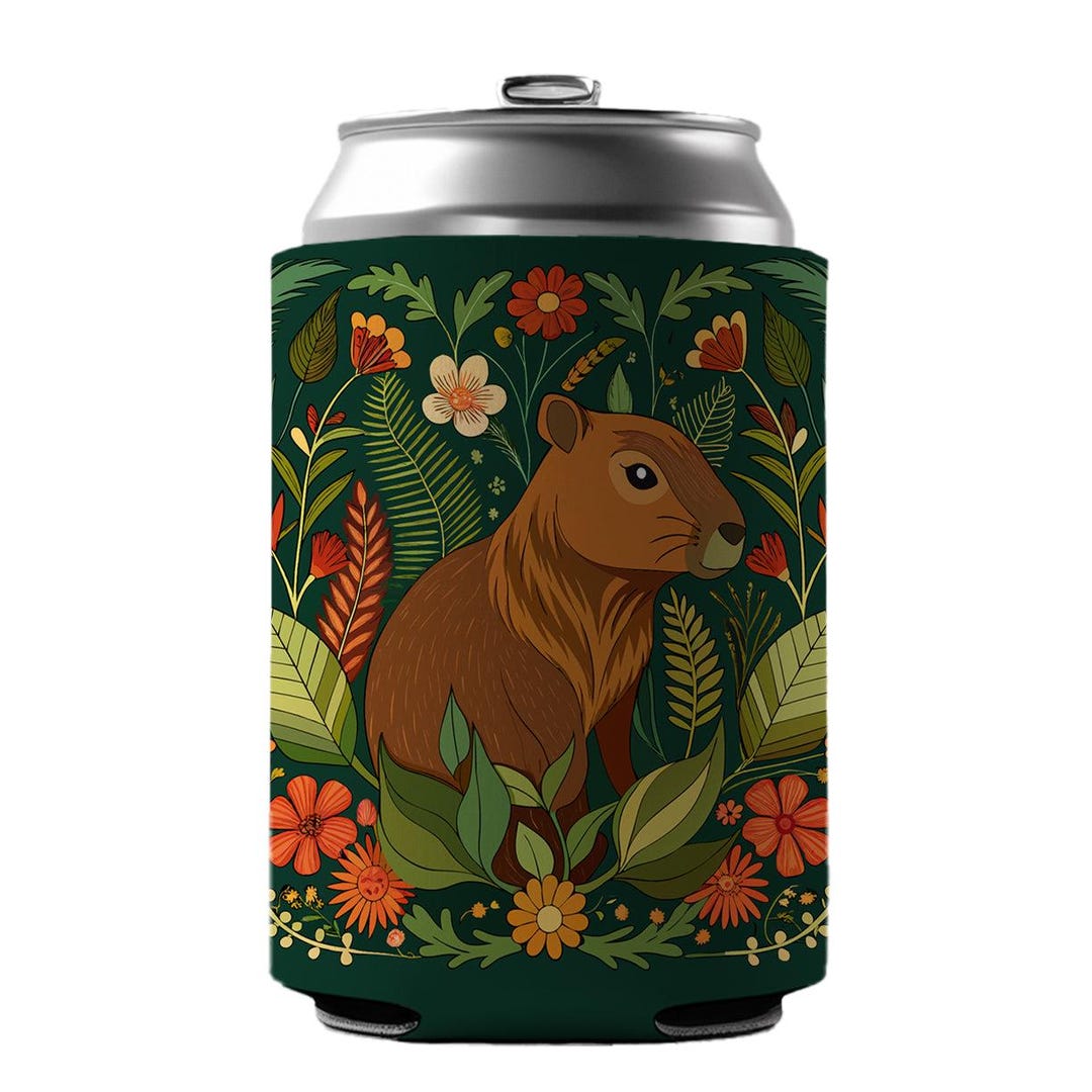 Capybara Botanical Art Nouveau Can Cooler Beer Soda Drink Insulated ...