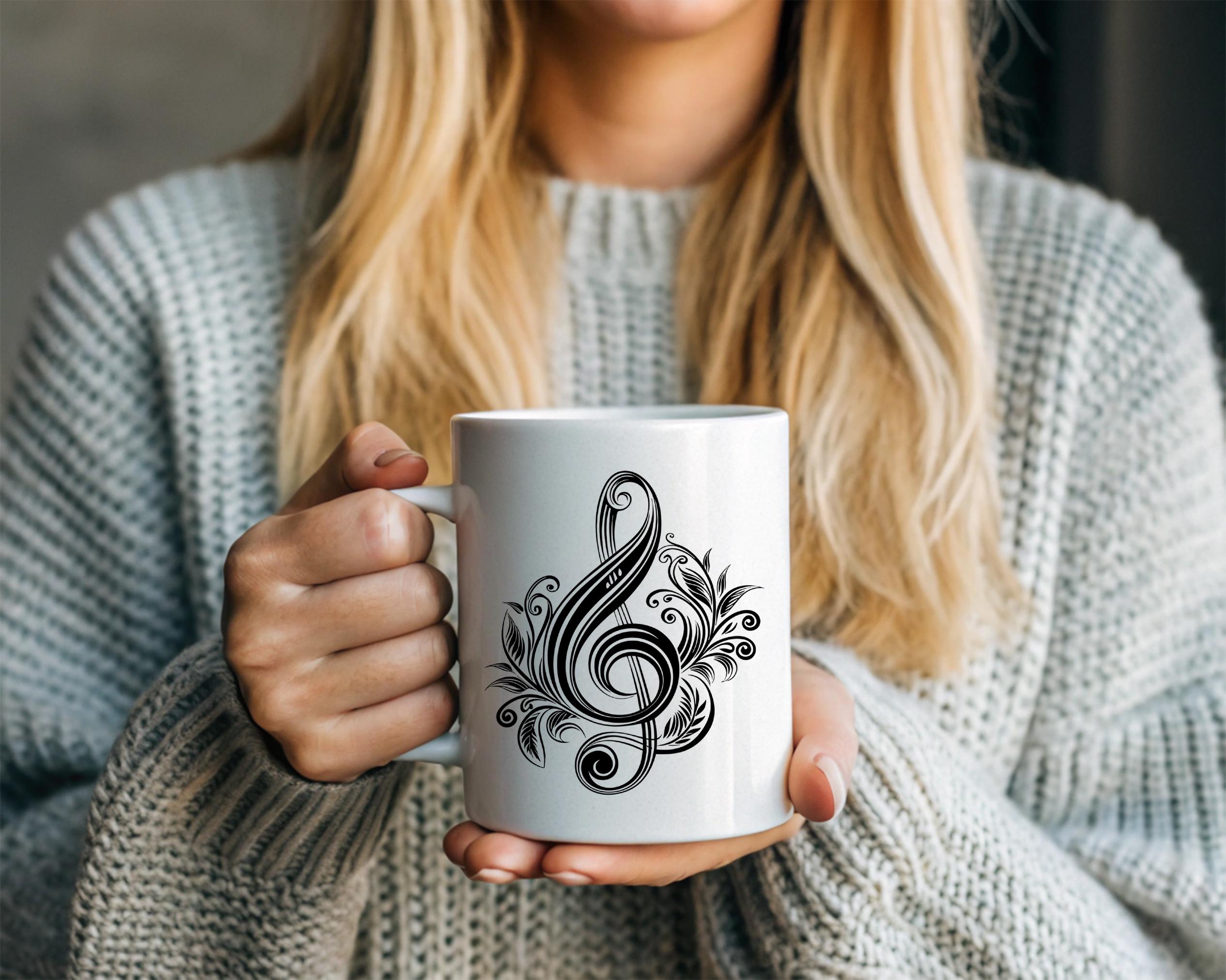 Fancy Treble Clef Music Black Instant Clipart Download Design SVG PNG ...