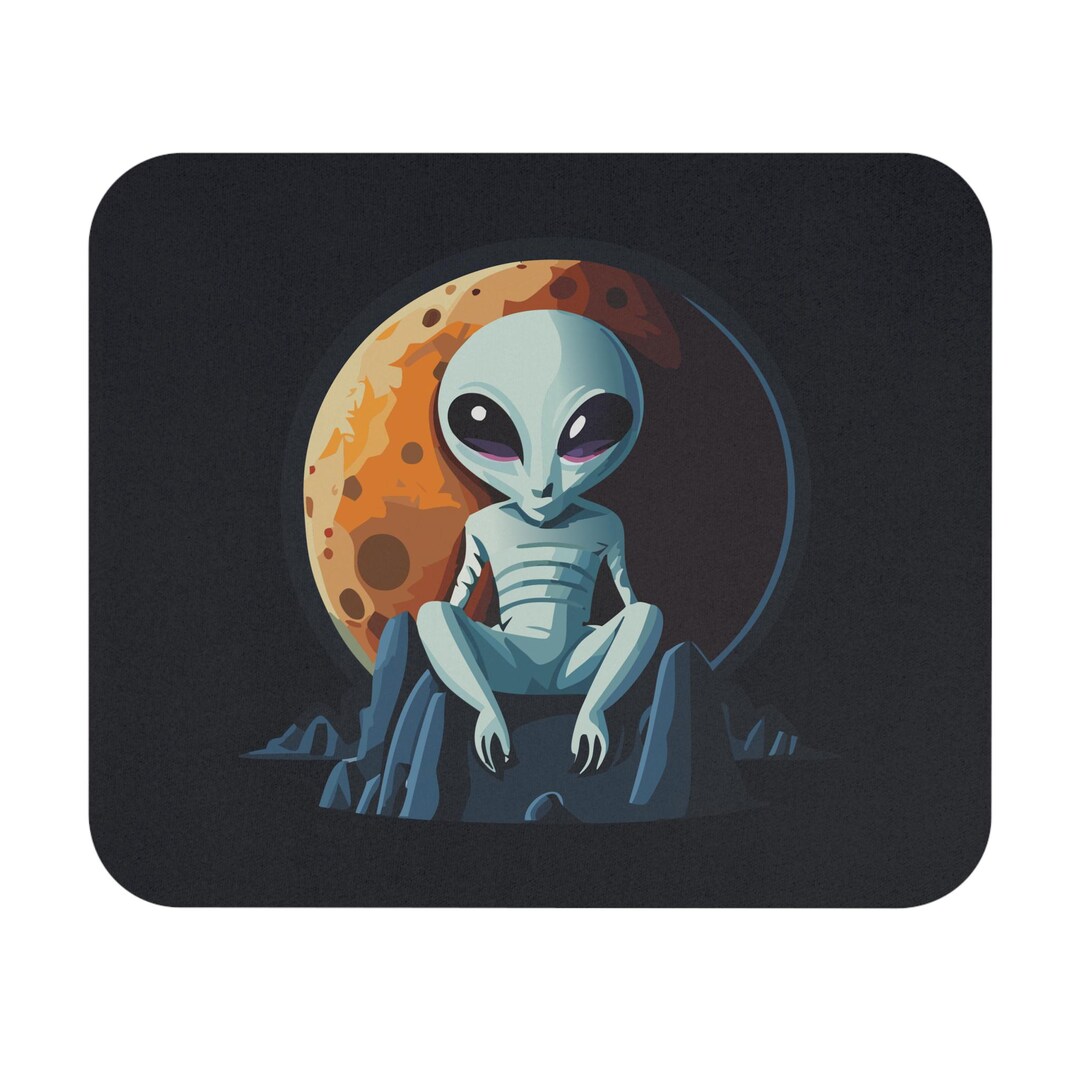 Alien Sitting Moon Planet Space Mouse Pad - Etsy