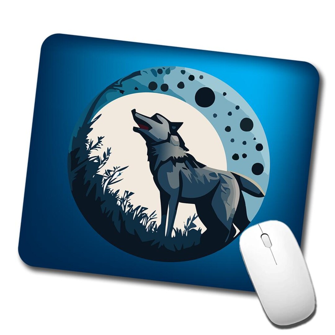 Wolf Howling Night Moon Low Profile Mouse Pad Mat - Etsy