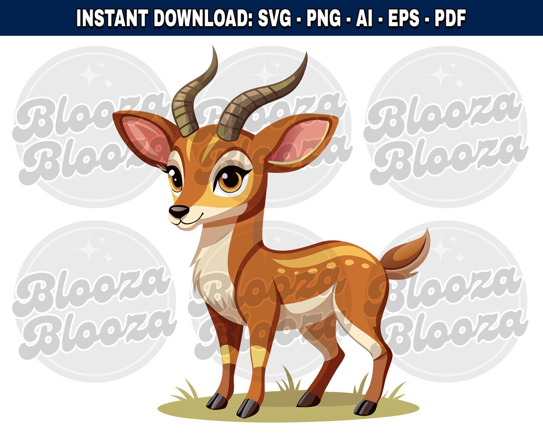 Antelope Cute Instant Clipart Download Design SVG PNG EPS Pdf - Etsy