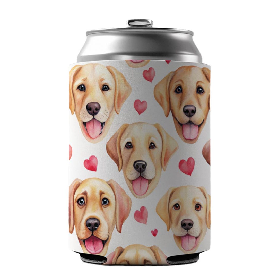 Cute Labrador Retriever Dog Faces Hearts Can Cooler Beer Soda Drink ...