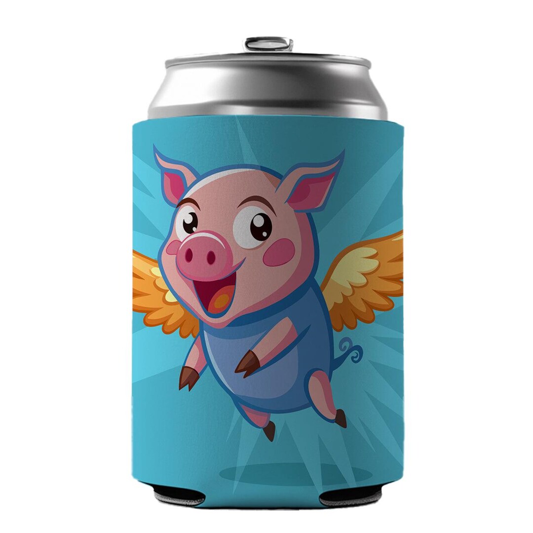 Pig Flying Silly Funny Can Cooler Beer Soda Drink Insulated Holder ...