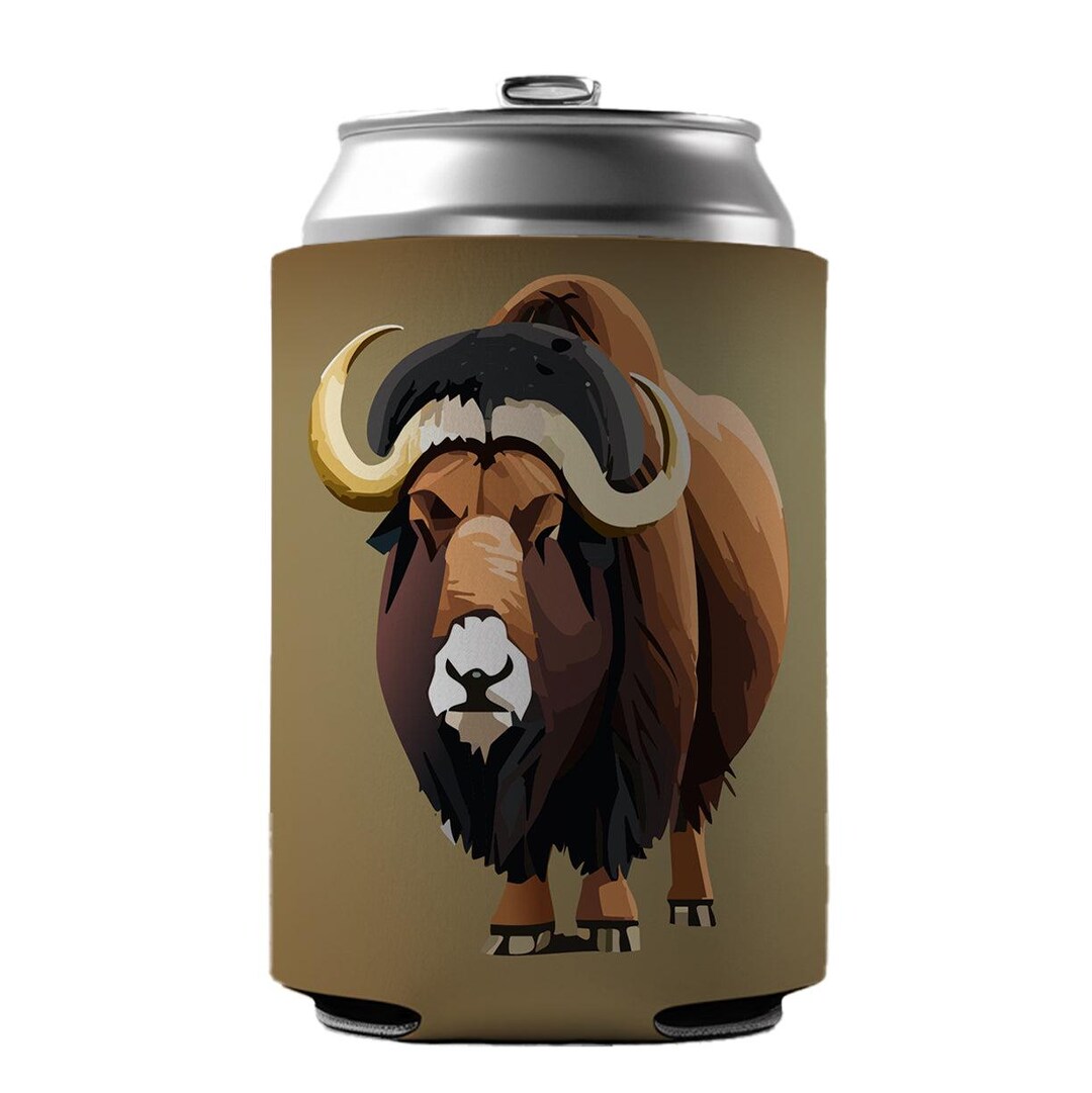 Muskox Musk Ox Shaggy Arctic Animal Can Cooler Beer Soda Drink ...