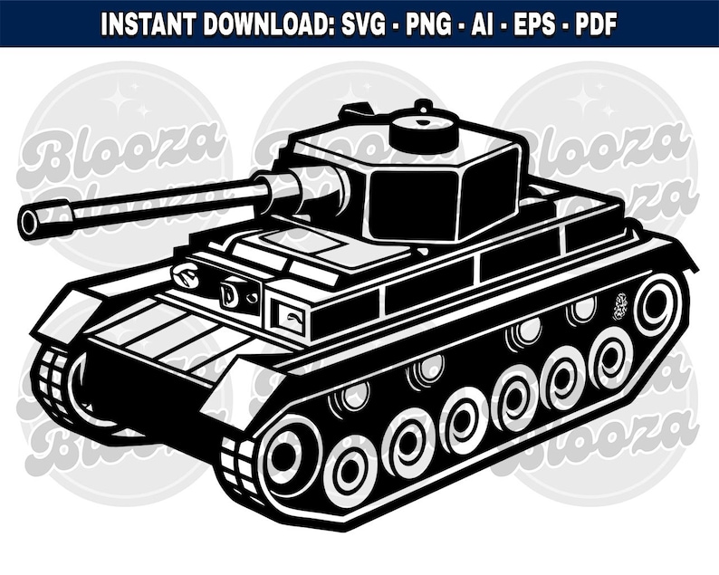 Tank WWII Panzer Black Instant Clipart Download Design SVG PNG Eps Pdf ...