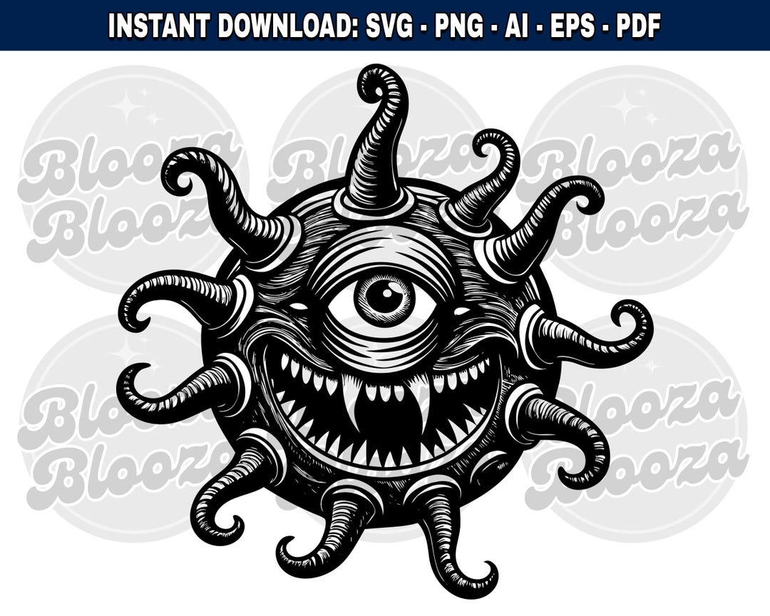 Fantasy Beholder Eye of Monster Creature Black Instant Clipart Download ...