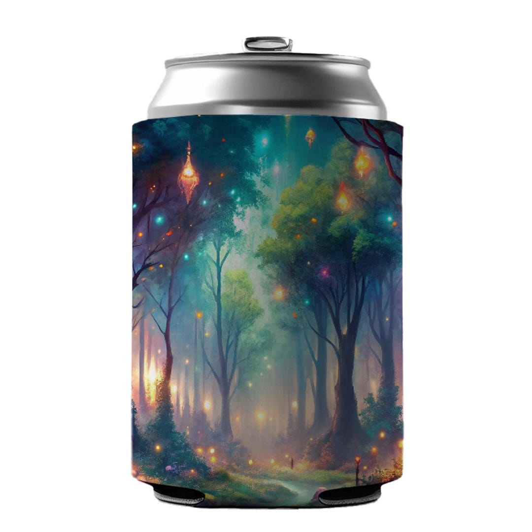 Fantasy Forest With Glowing Sprites Fae Spirits Watercolor Can Cooler ...