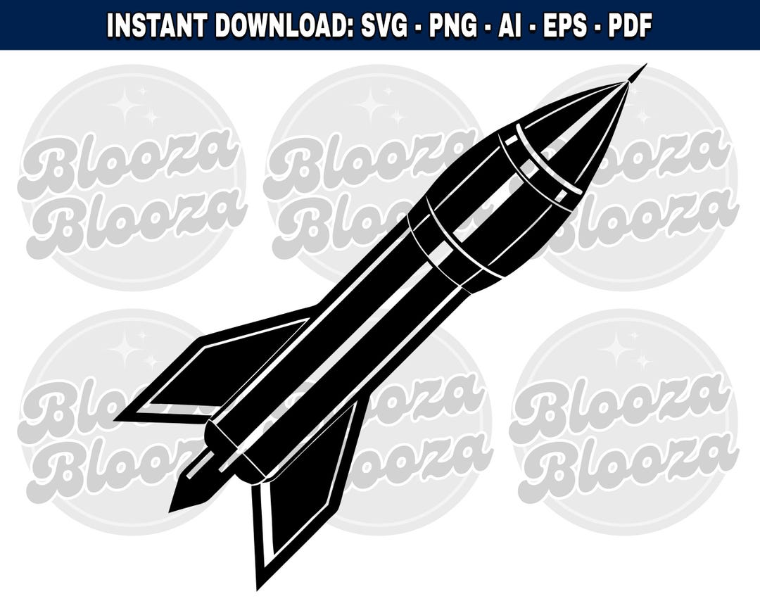 Rocket Ship Missile Black Instant Clipart Download Design SVG PNG EPS ...