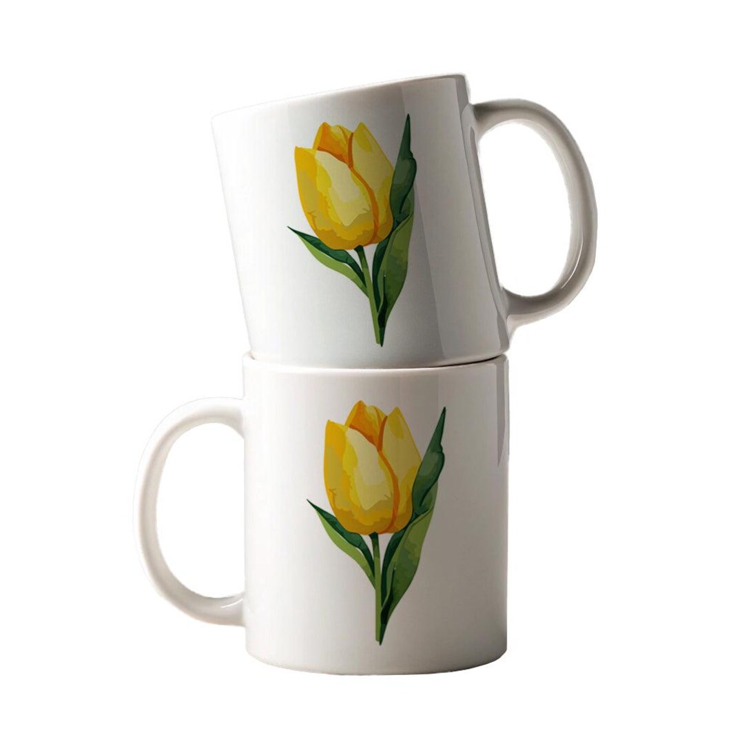 Tulip Flower Yellow Watercolor Ceramic Tea Coffee Mug Cup - 11oz - Etsy