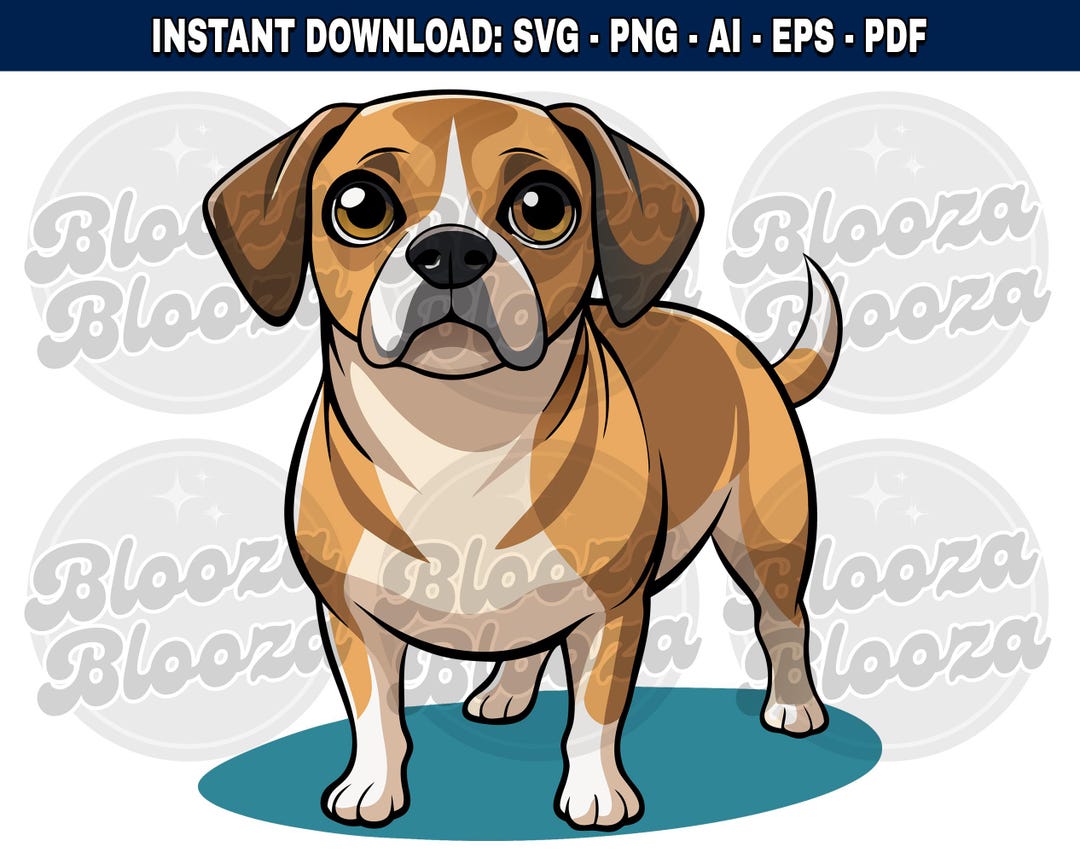 Puggle Pug Beagle Dog Instant Clipart Download Design SVG PNG EPS Pdf ...