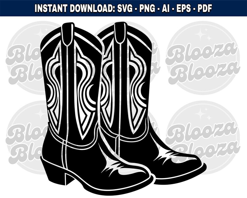 Cowboy Boots Western Black Instant Clipart Download Design SVG PNG EPS ...