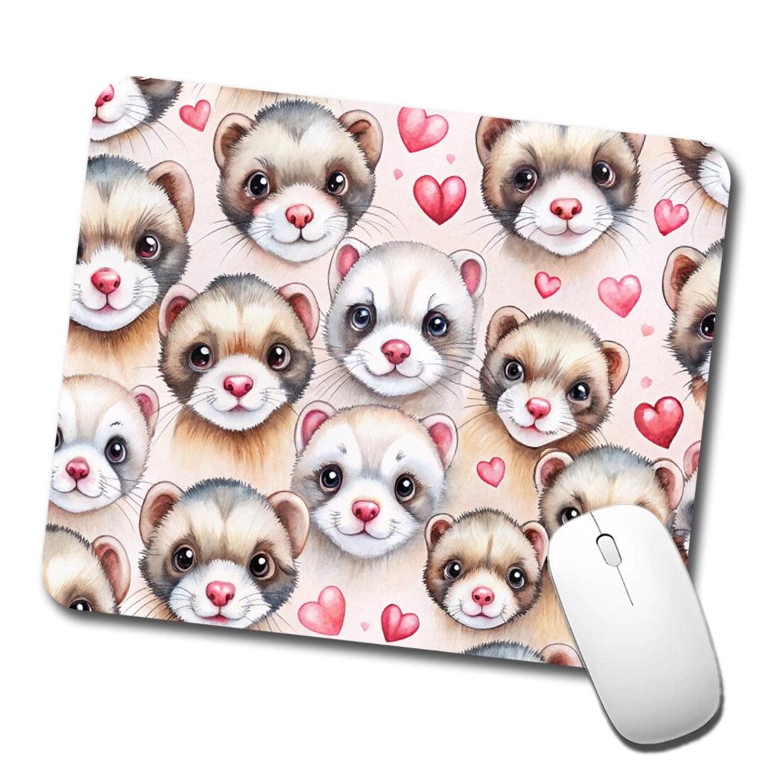 Cute Ferret Faces Hearts Watercolor Low Profile Mouse Pad Mat - Etsy