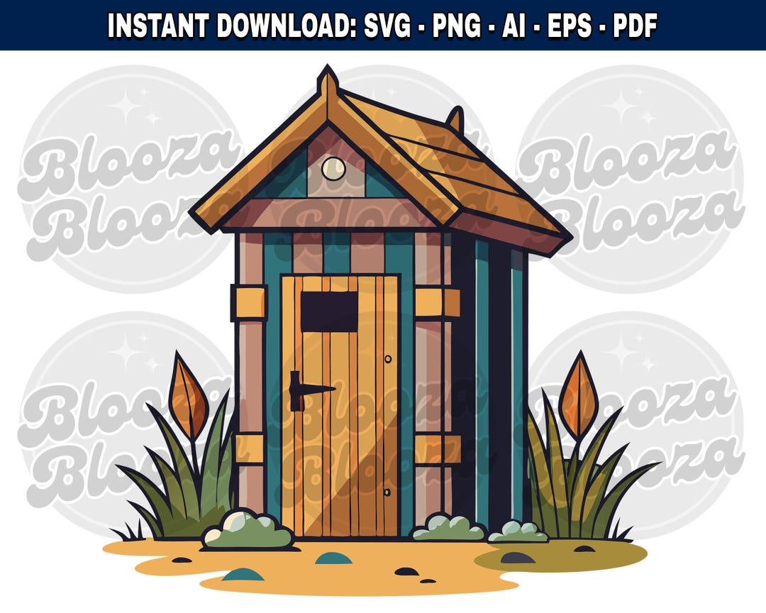Outhouse Bathroom Toilet Color Instant Clipart Download Design SVG PNG ...