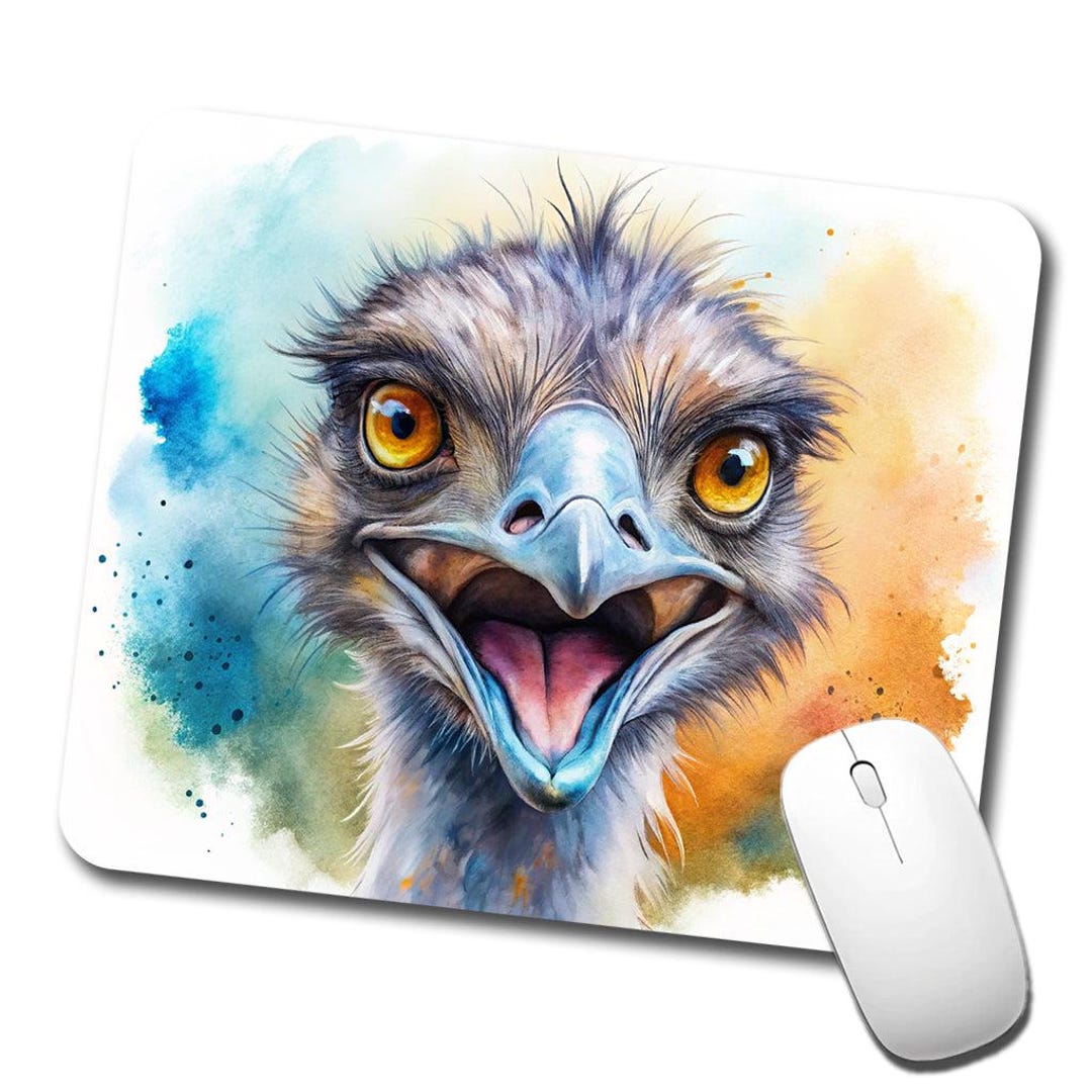 Angry Emu Watercolor Low Profile Mouse Pad Mat - Etsy