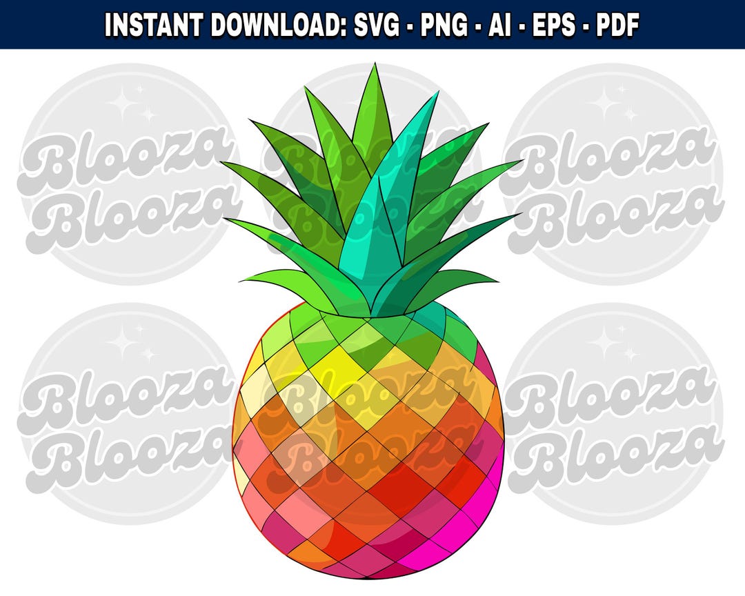 Rainbow Colored Pineapple Instant Clipart Download Design SVG PNG EPS ...
