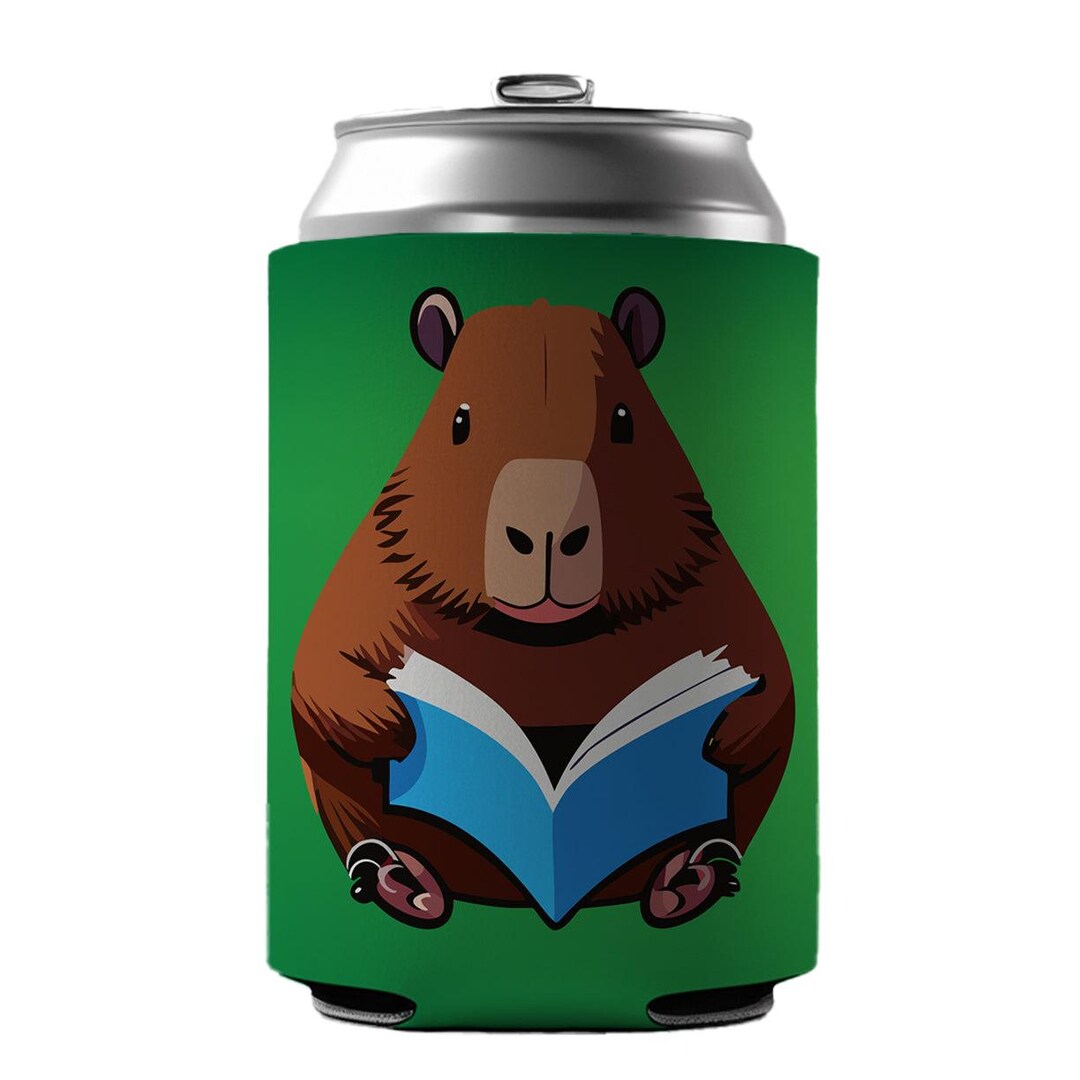 Capybara Reading Book Reader Can Cooler Beer Soda Drink Insulated ...